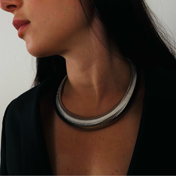 Vintage | Jewelry | New Silver Metal Twisted Choker Necklace Chunky ...